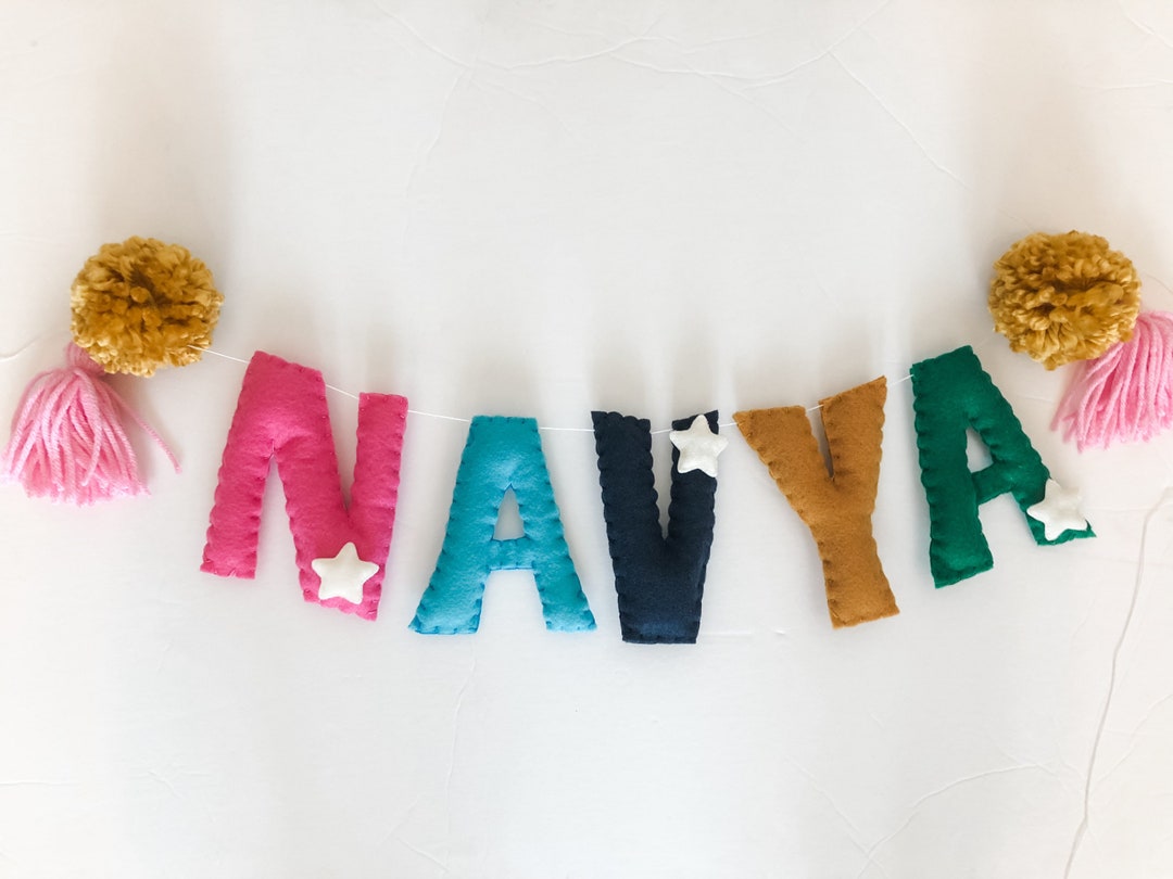 Large Felt Name Garland//pompom Garland•felt Banner•walldecor•party ...
