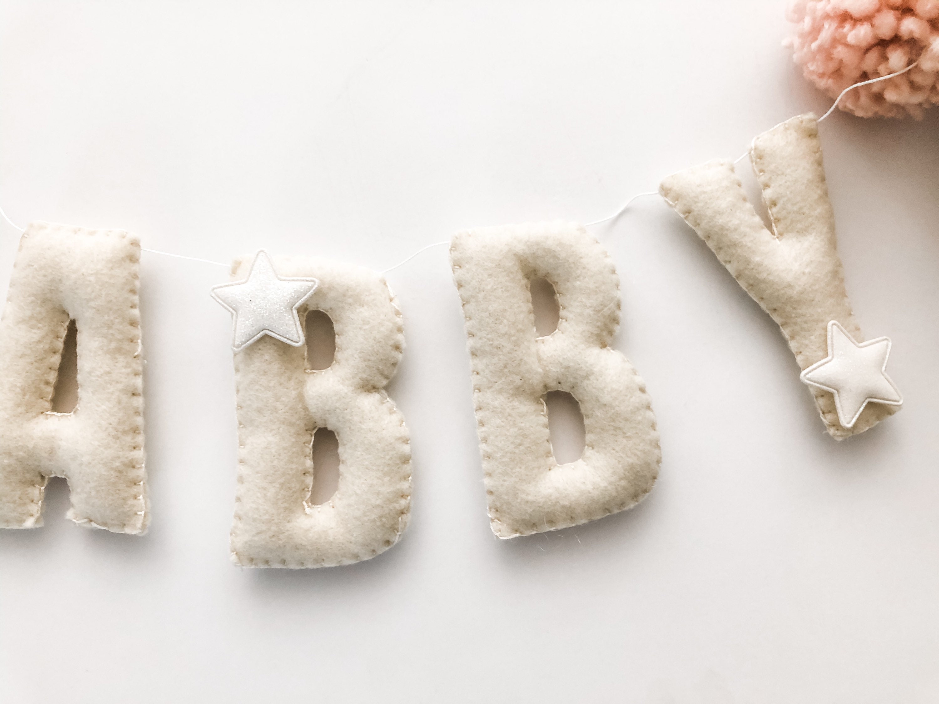 Felt Name Garland//pompom Garland•felt Banner•walldecor•party Decor ...