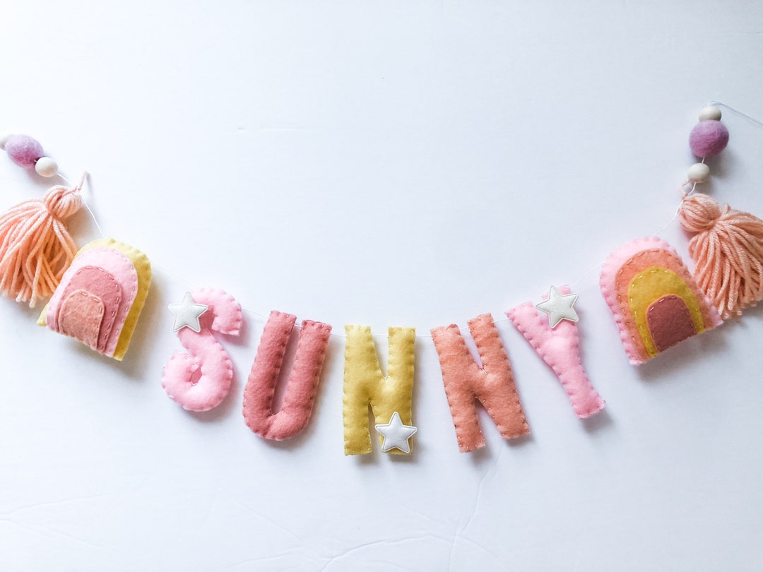 Felt Name Garland//pompom Garland•felt Banner•walldecor•party Decor ...