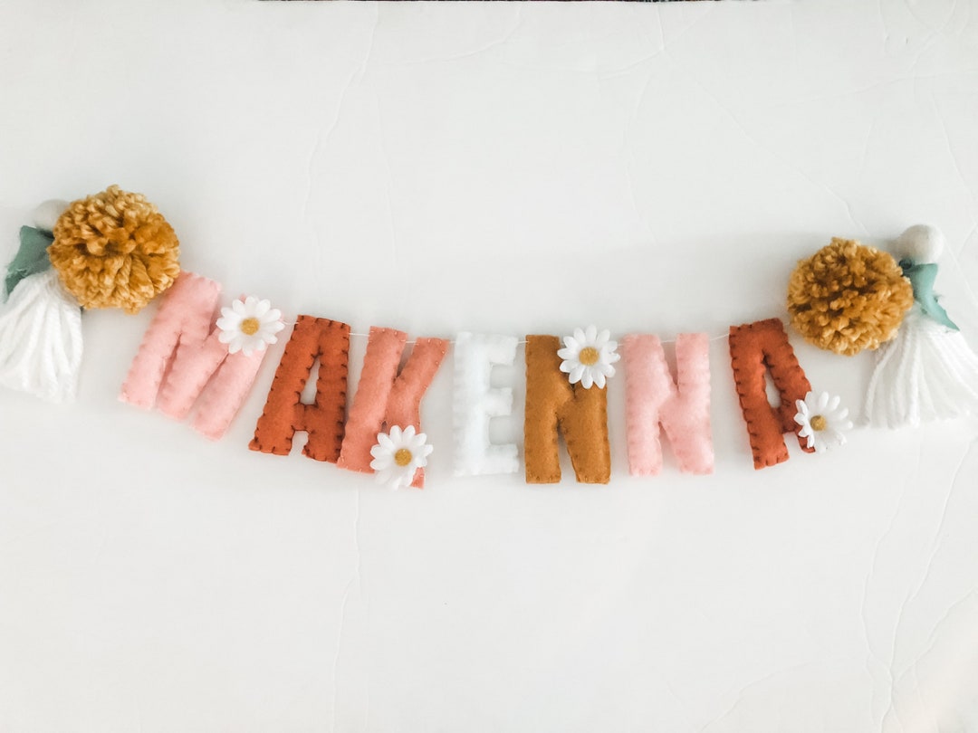 Felt Name Garland//pompom Garland•felt Banner•walldecor•party Decor ...