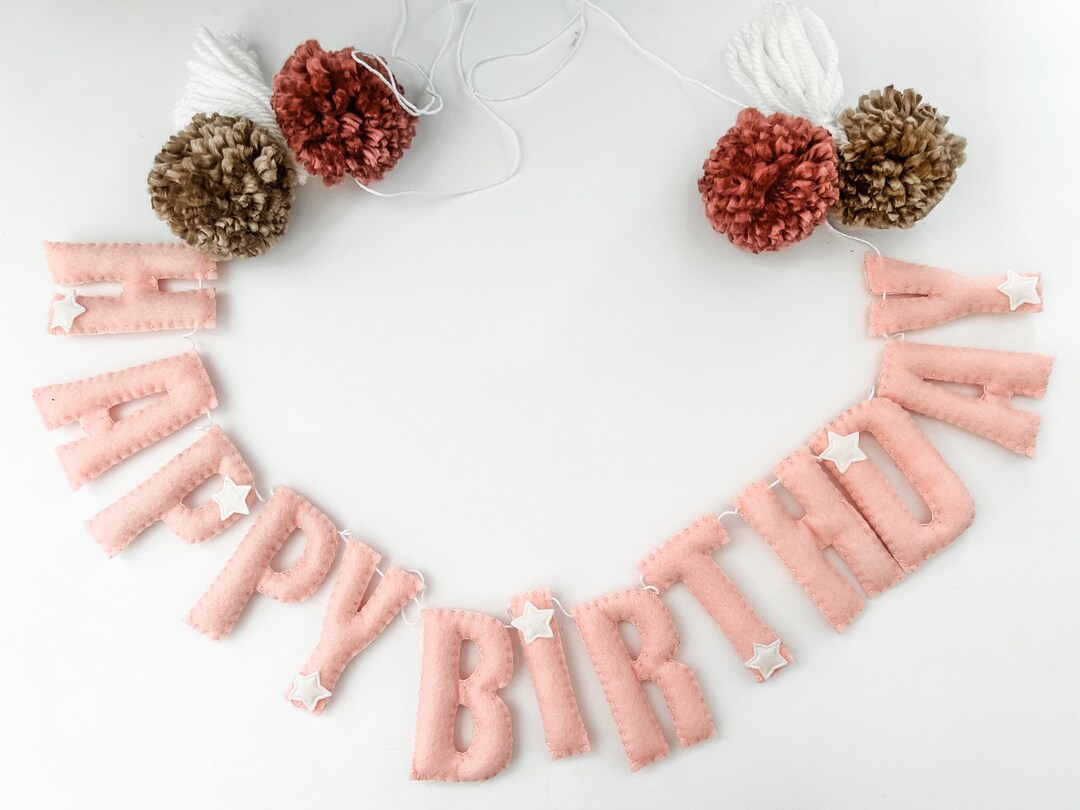 Happy Birthday Garland//pompom Garland•felt Banner•walldecor•party ...