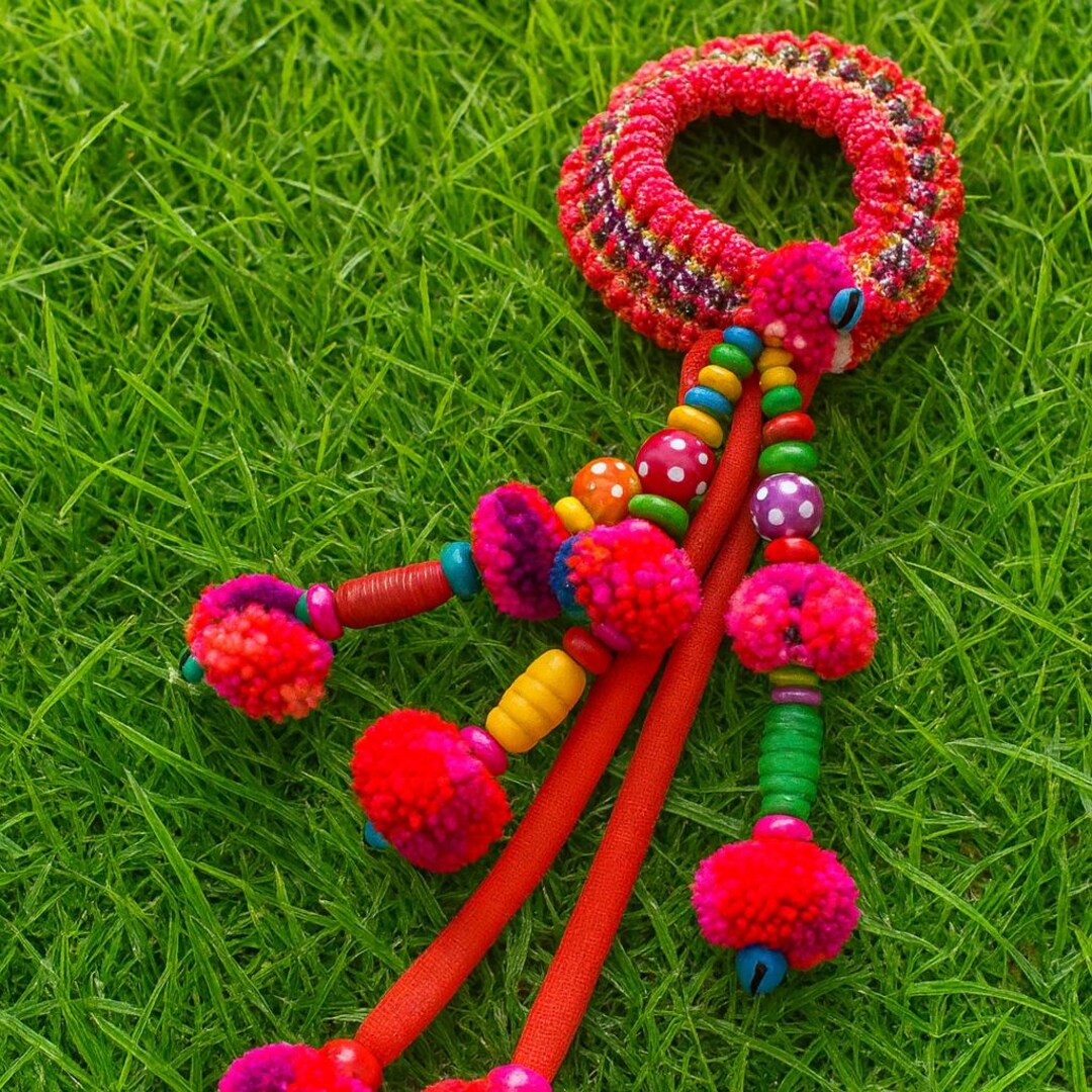 Hmong Handmade Colorful Pom-pom Hair Tie, Boho Style From Chiang Mai - Etsy