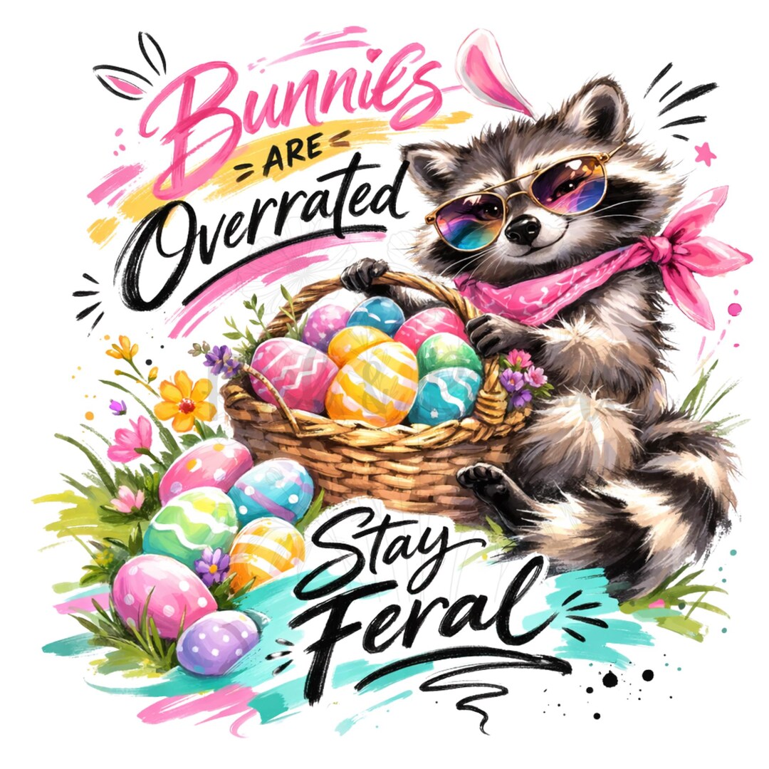 Funny Raccoon Easter PNG • Sarcastic Stay Feral Sublimation File ...