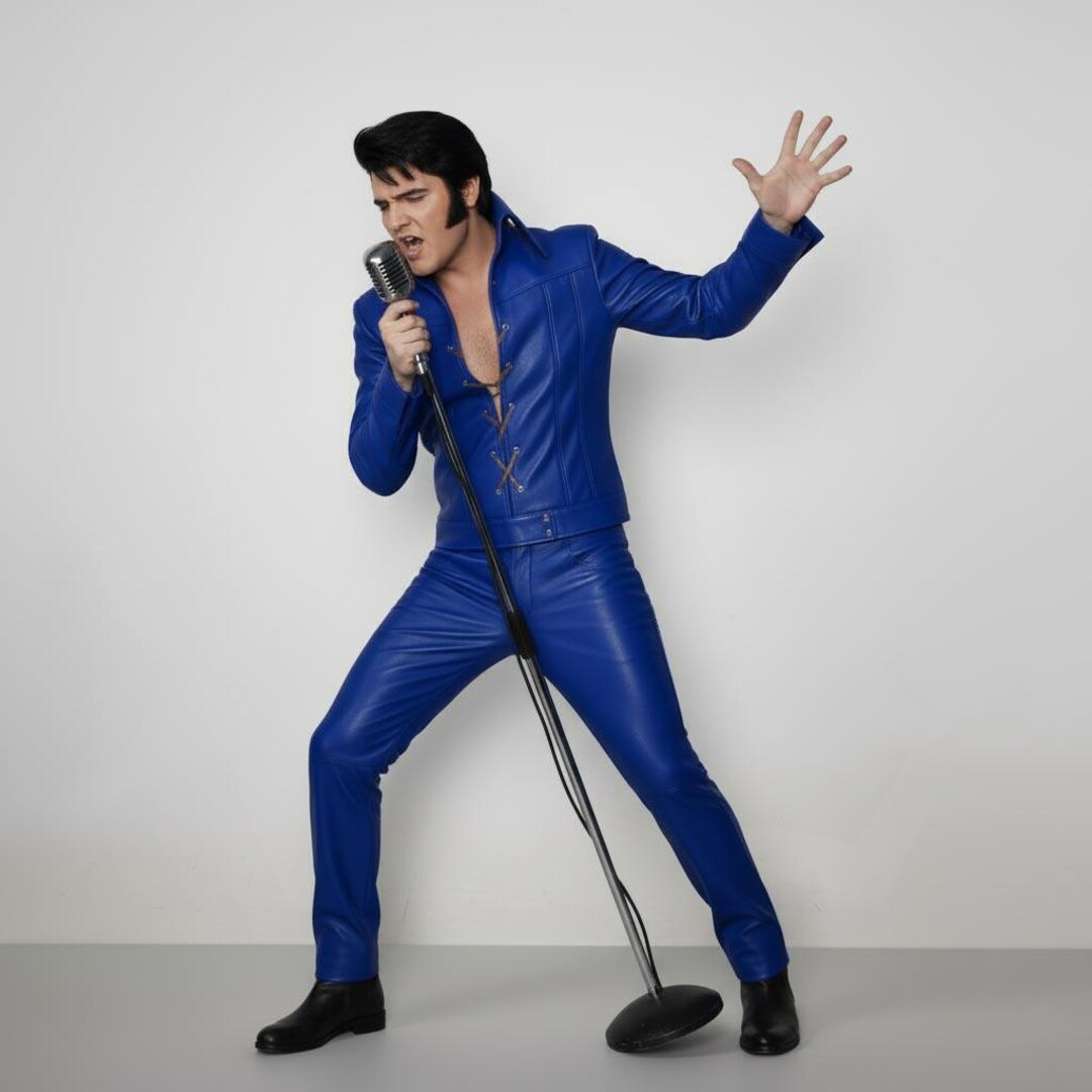 Blue Elvis Leather Suit, Elvis Presley 1968 Comeback Special, Genuine ...