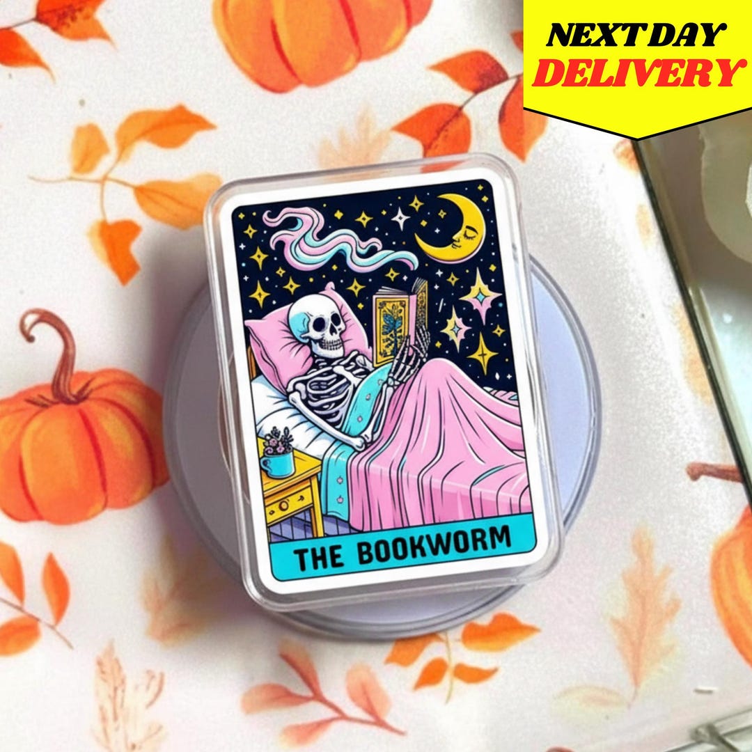 The Bookworm Skeleton Magnetic Phone Grip, Cozy Halloween Magsafe ...