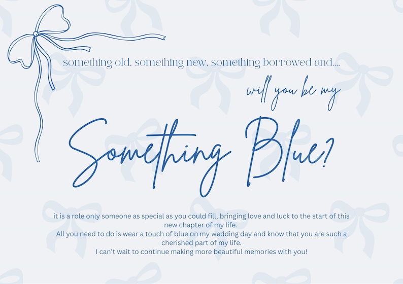Will You Be My Something Blue? | Wedding Printable Proposal Card ...