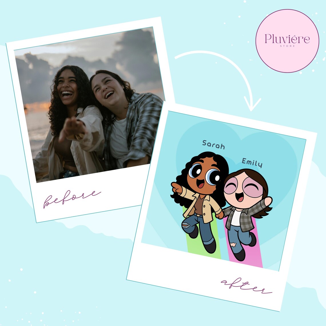 Custom Powerpuff Girls Style Portrait – Personalized Cartoon Drawing of ...