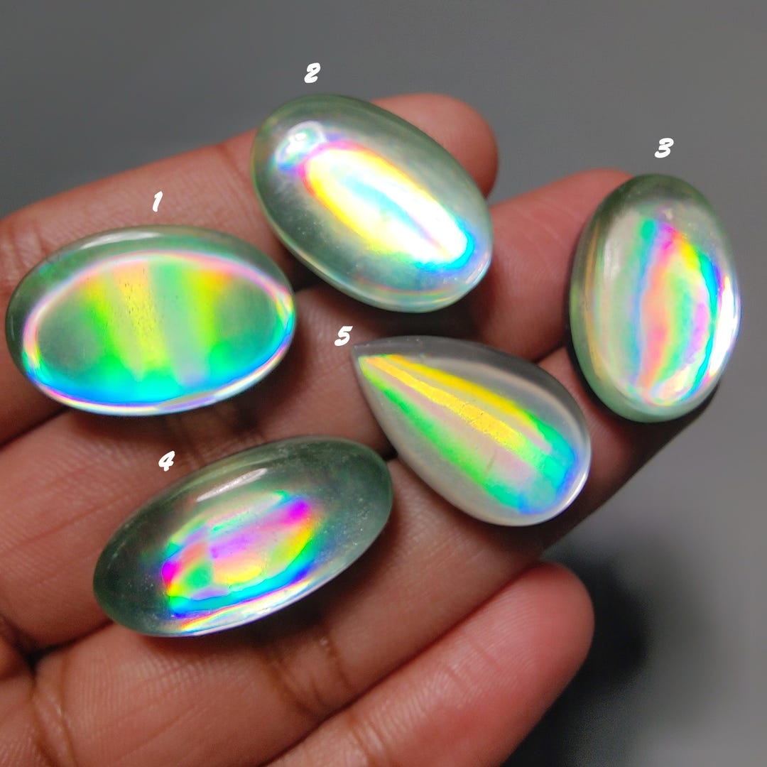 Dichroic Glass & Crystal Cabochons – Flat Back Gemstone, Jewelry Making ...