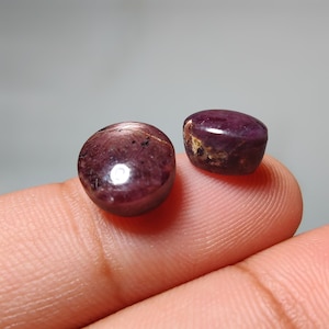 Natural Star Ruby Cabochon – Flat Back Gemstone for Jewelry Making (8 ...