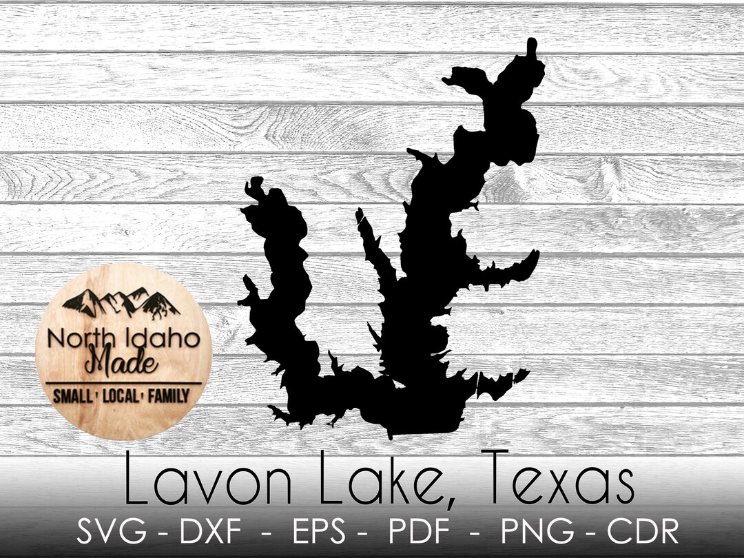 Lavon Lake, Texas Map Shape Silhouette Outline Instant Download Dxf Png ...