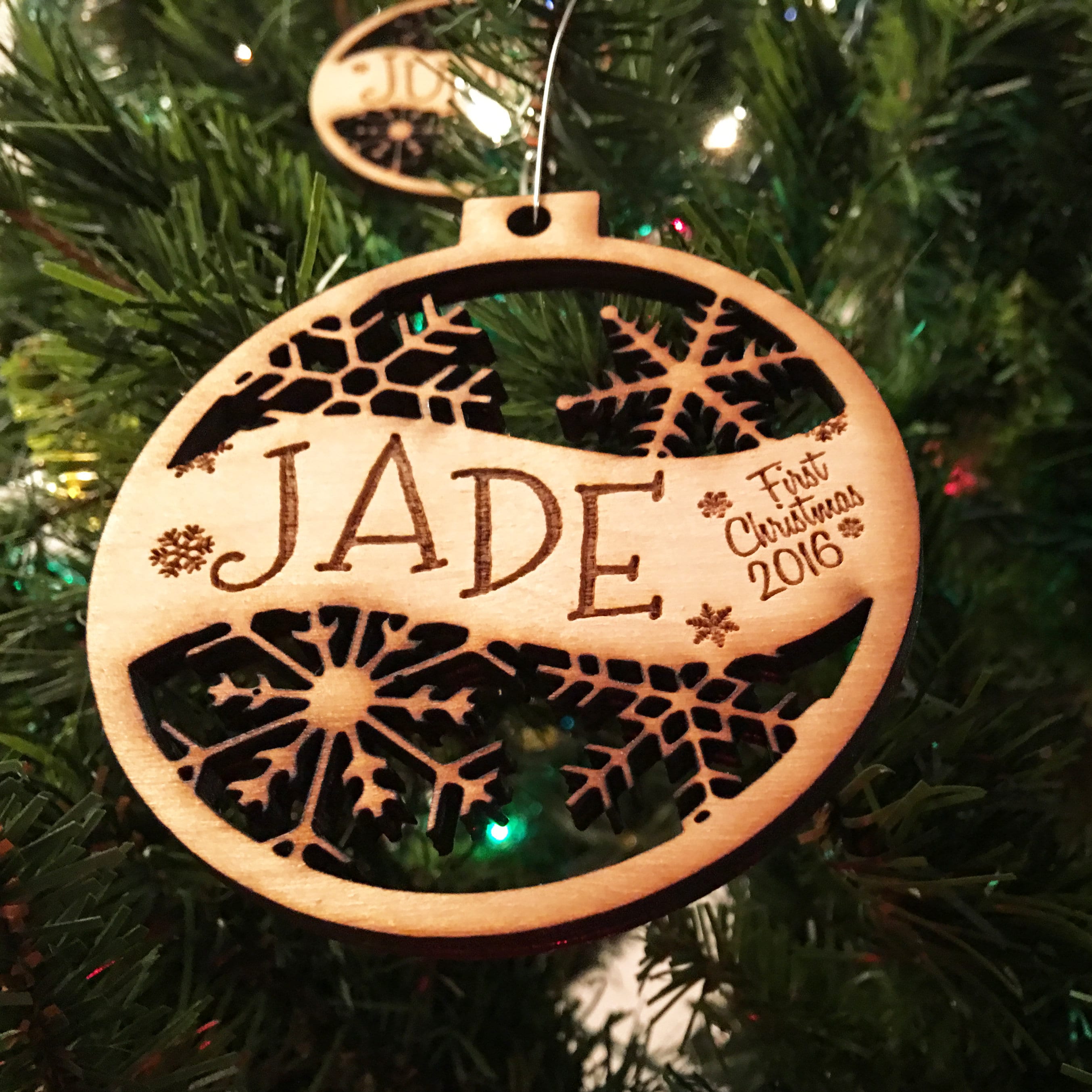 Tucker - First Christmas Ornament - Engraved Birch Wood Ornament - Etsy