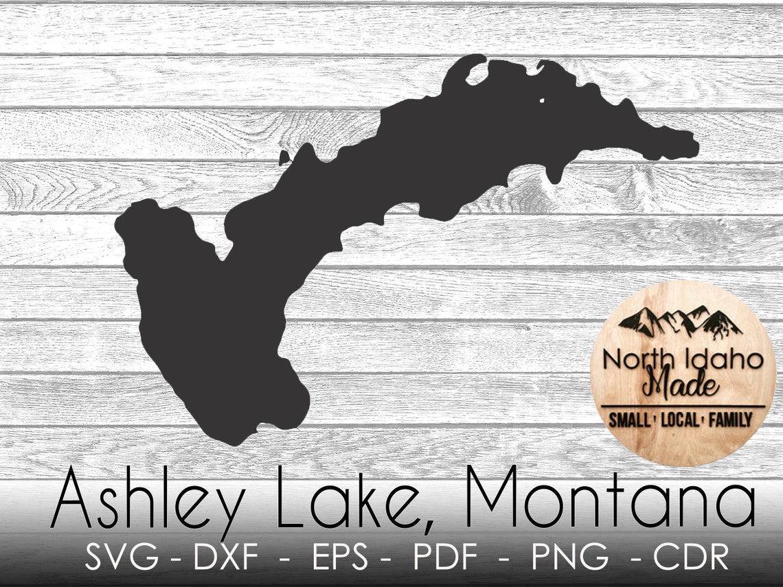 Ashley Lake Montana Map Outline Instant Download Dxf Png Cdr - Etsy