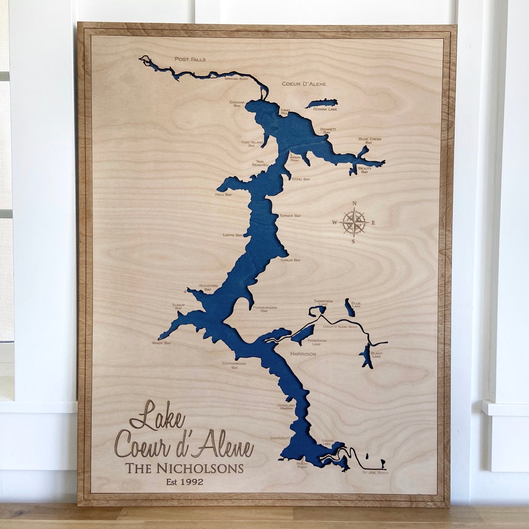 Lake Coeur D'alene 3-D Lake Sign - CDA Idaho Handmade Custom With ...