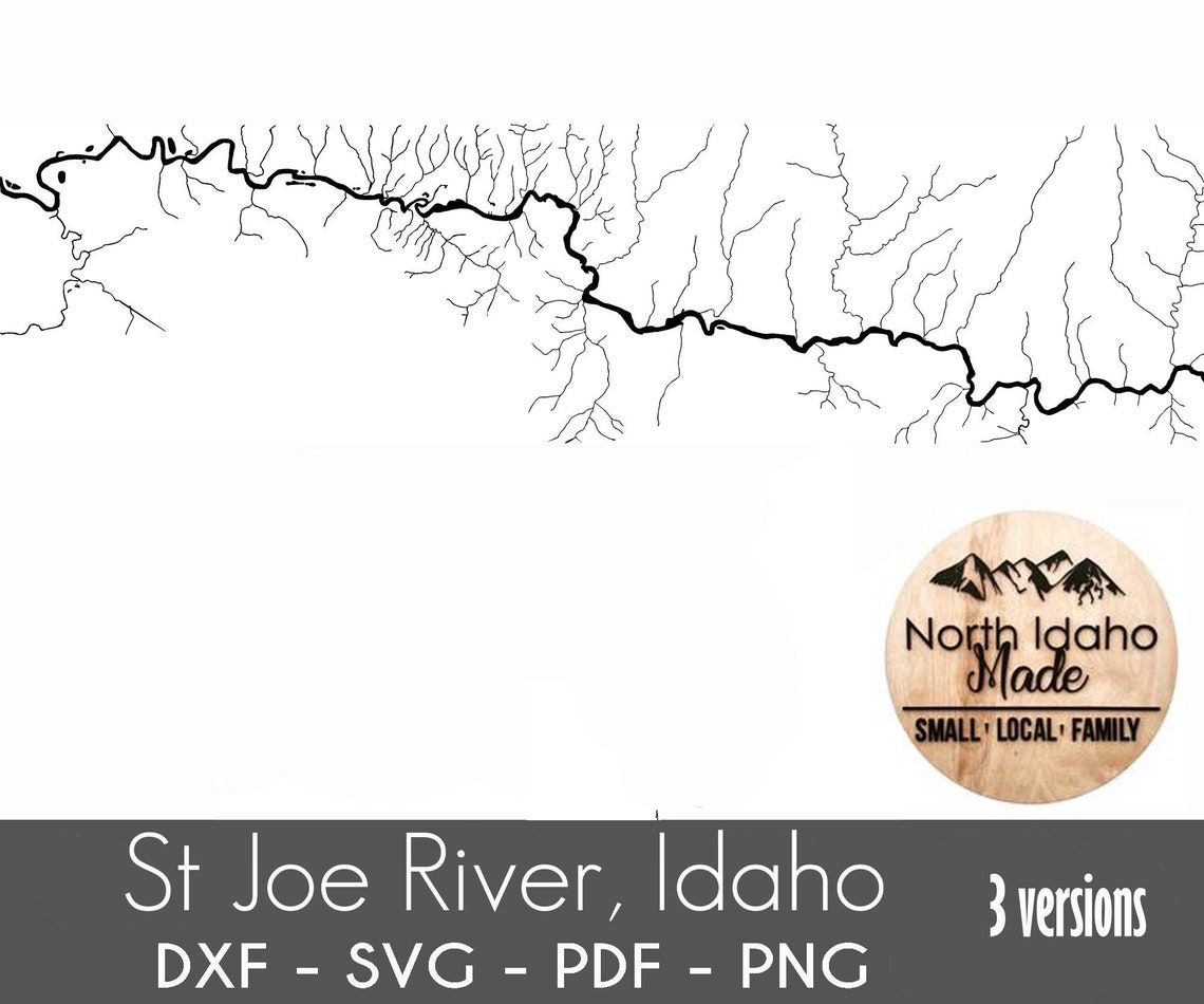St Joe River Idaho Map Outline Instant Download Dxf Png SVG PDF Digital ...