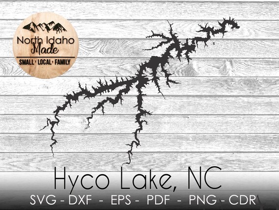 Hyco Lake North Carolina Map Outline Instant Download Dxf Png - Etsy