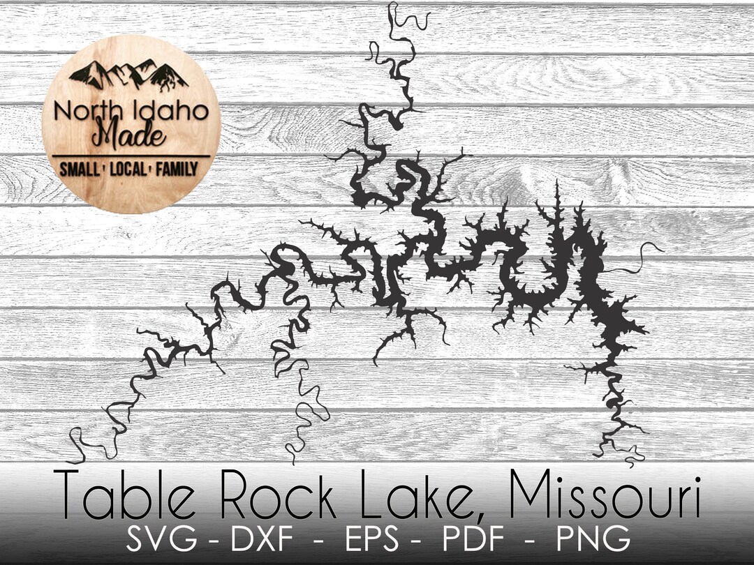 Table Rock Lake Missouri Map Outline Instant Download Dxf Png SVG PDF ...