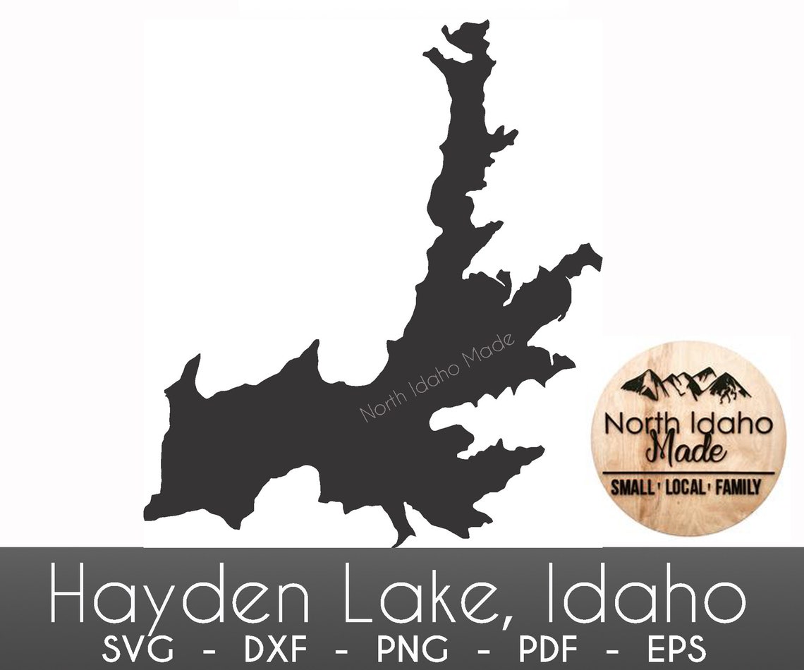 Hayden Lake Idaho Map Outline Instant Download dxf png SVG PDF | Etsy