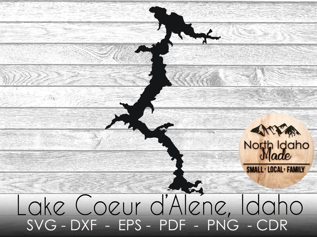 Lake Coeur D'alene Idaho Map Outline Instant Download Dxf Png SVG PDF ...