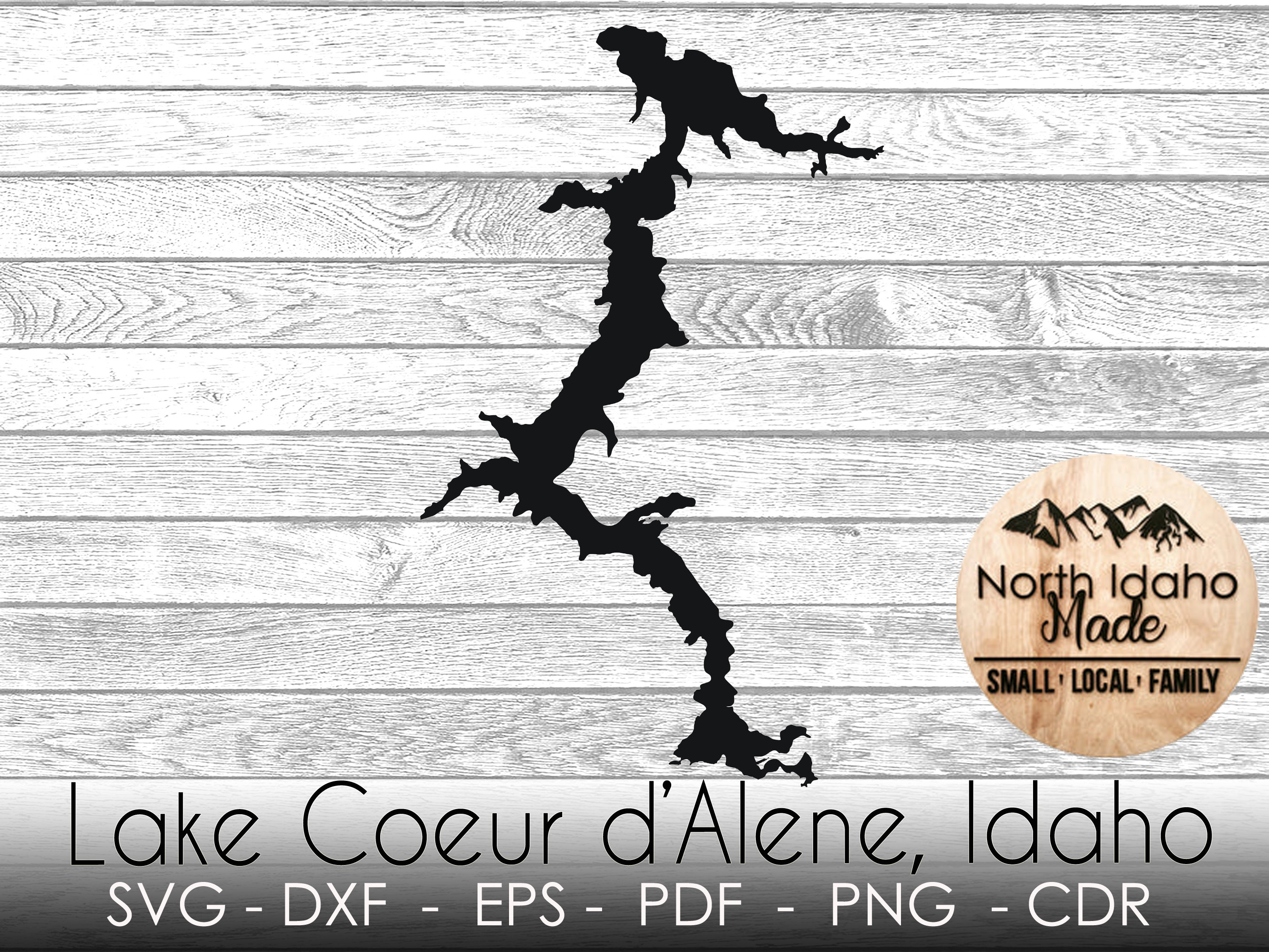 Lake Coeur D'alene Idaho Map Outline Instant Download Dxf Png SVG PDF ...