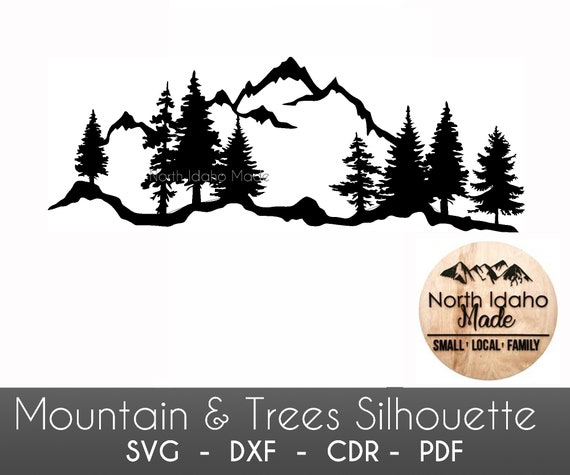 Mountain Trees Outline