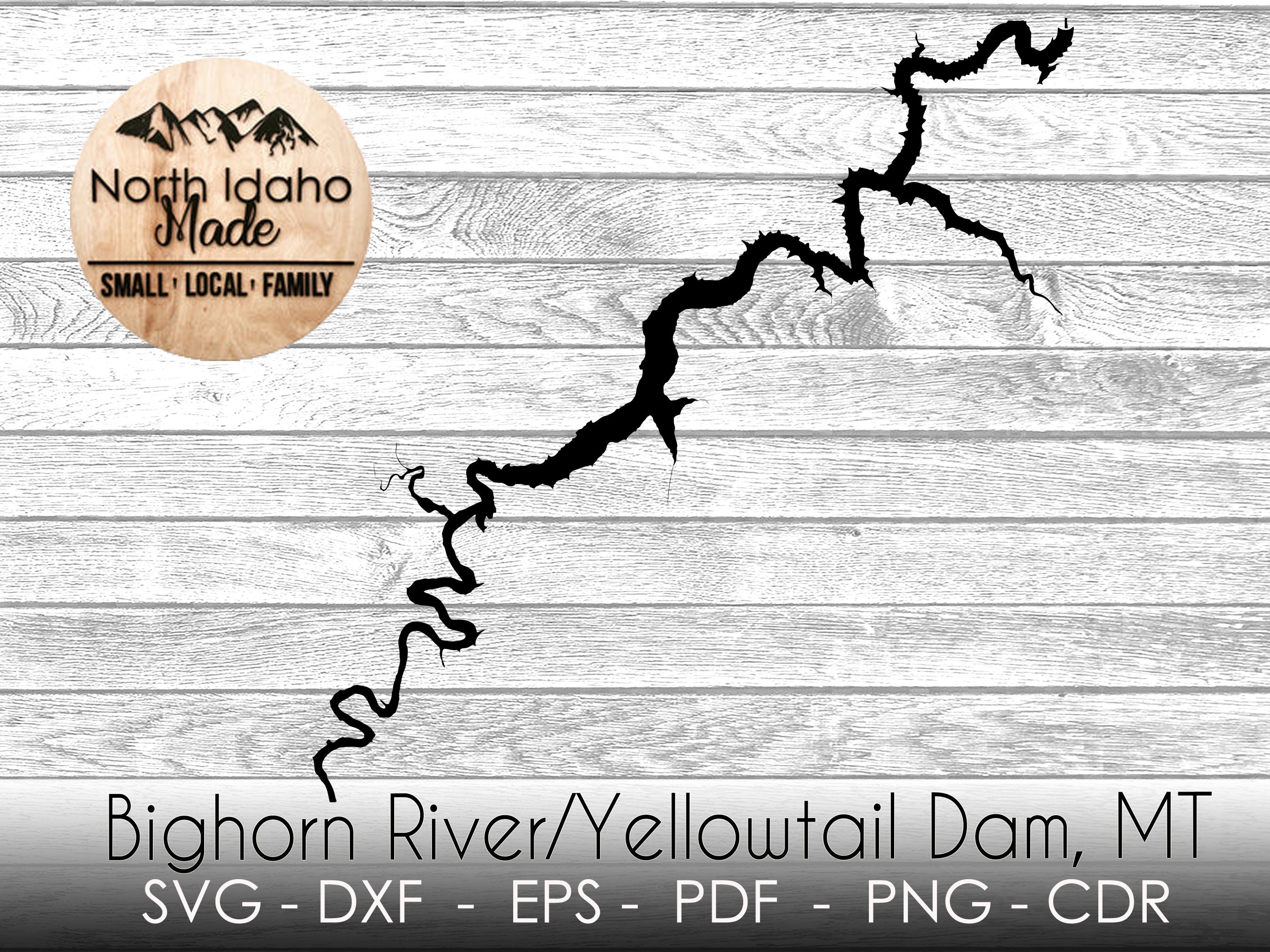 Bighorn River Yellowtail Dam Montana Map Outline Instant Download Dxf ...