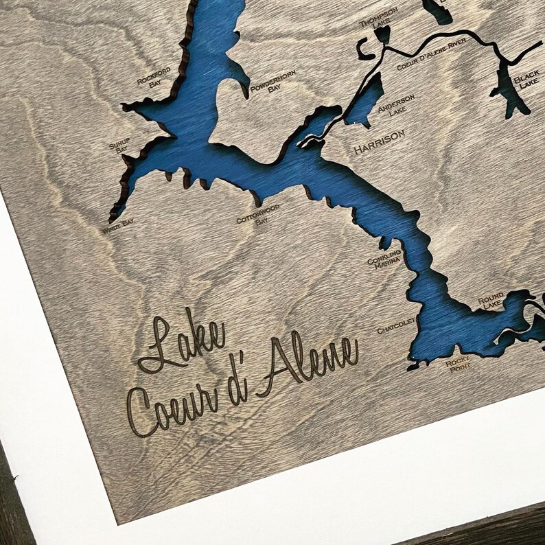 Coeur D'alene Lake 3-D Wood Map Locally Made in Hayden | Etsy