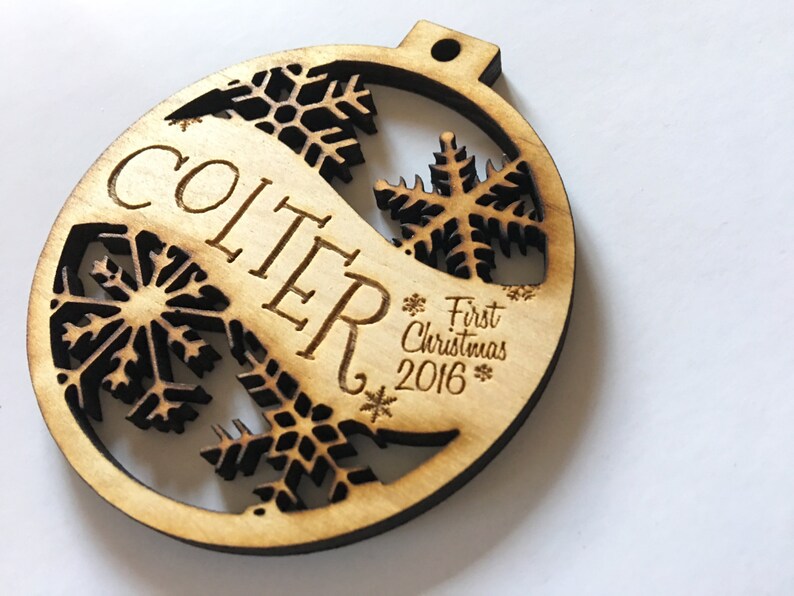 Colter - Customizable Baby's 1st Christmas Ornament - Engraved Birch ...