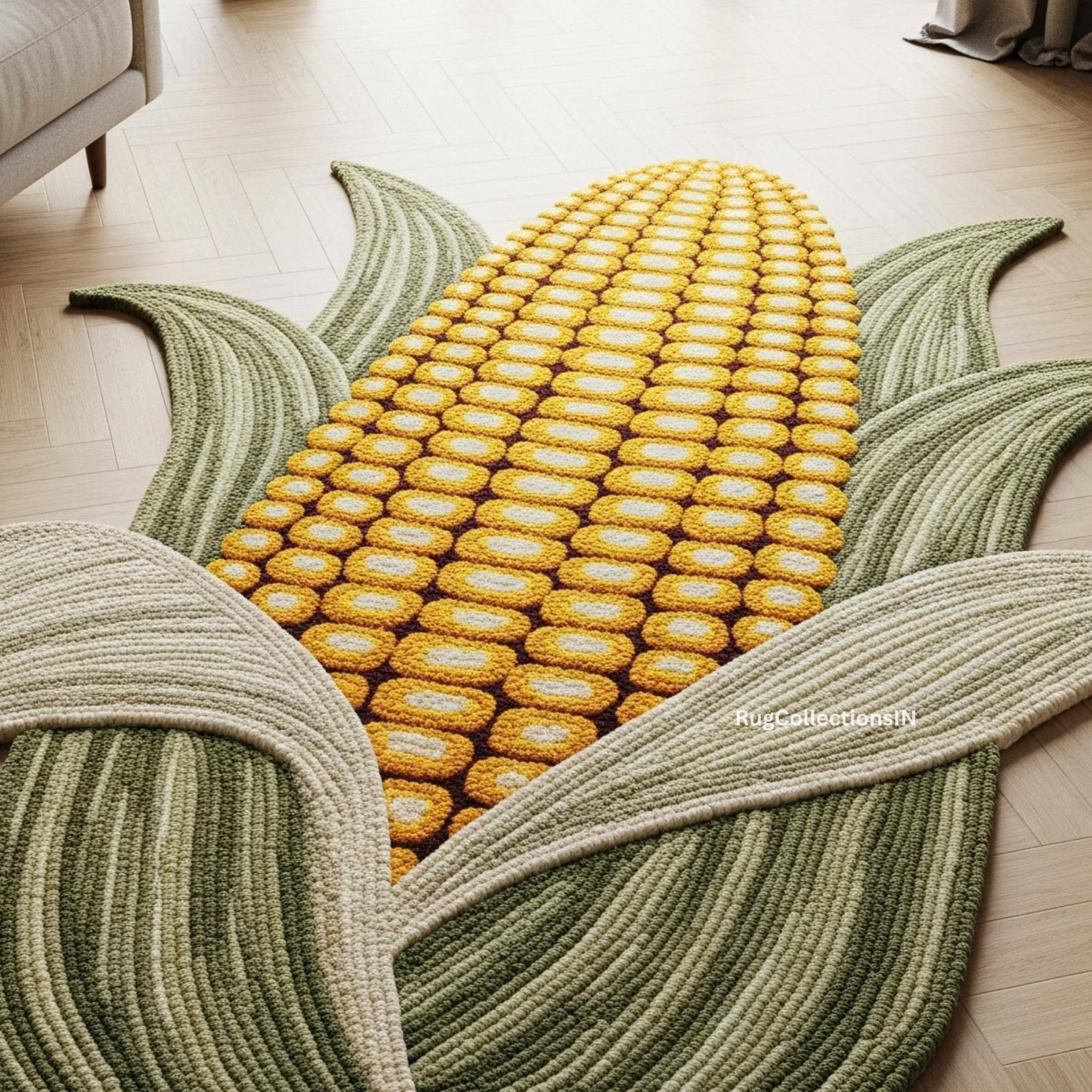 Hand-tufted Wool Corn Rug | Fun Kids Room Accent Mat - Etsy