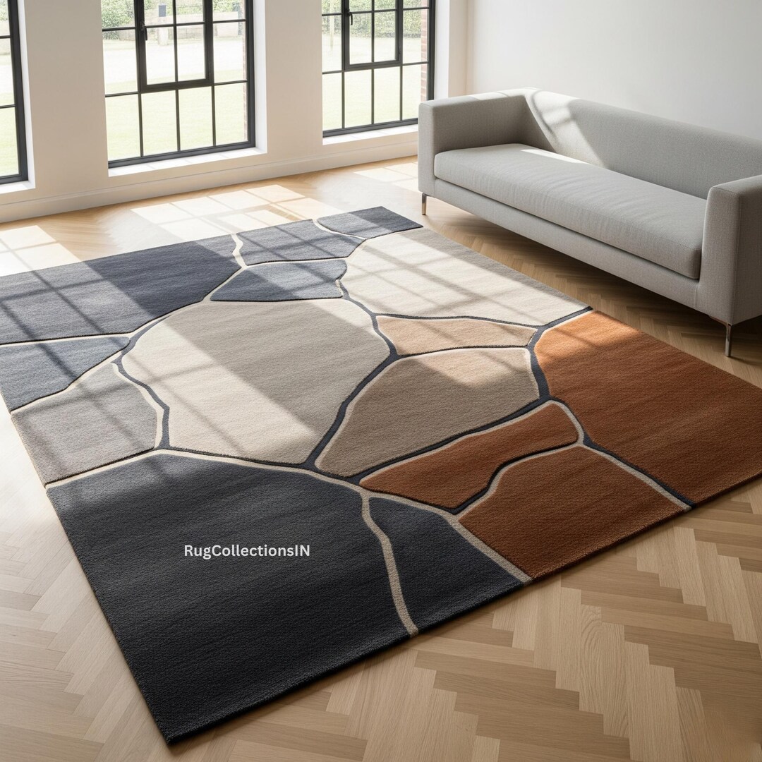 Abstract Geometric Stone Pattern Rug | Modern Hand-tufted Area Rug ...