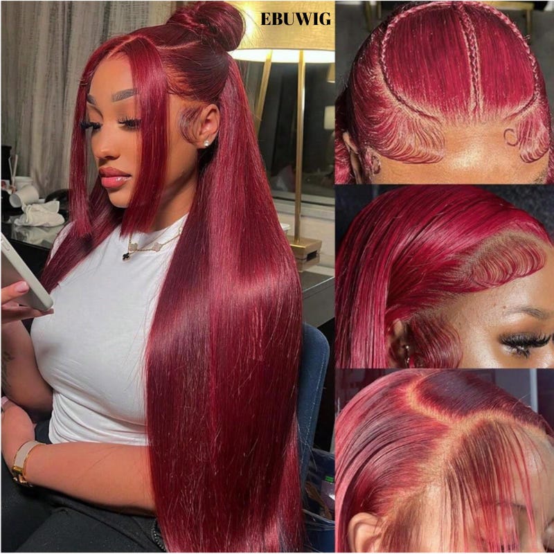Dark Red Human Hair Wigs - Etsy