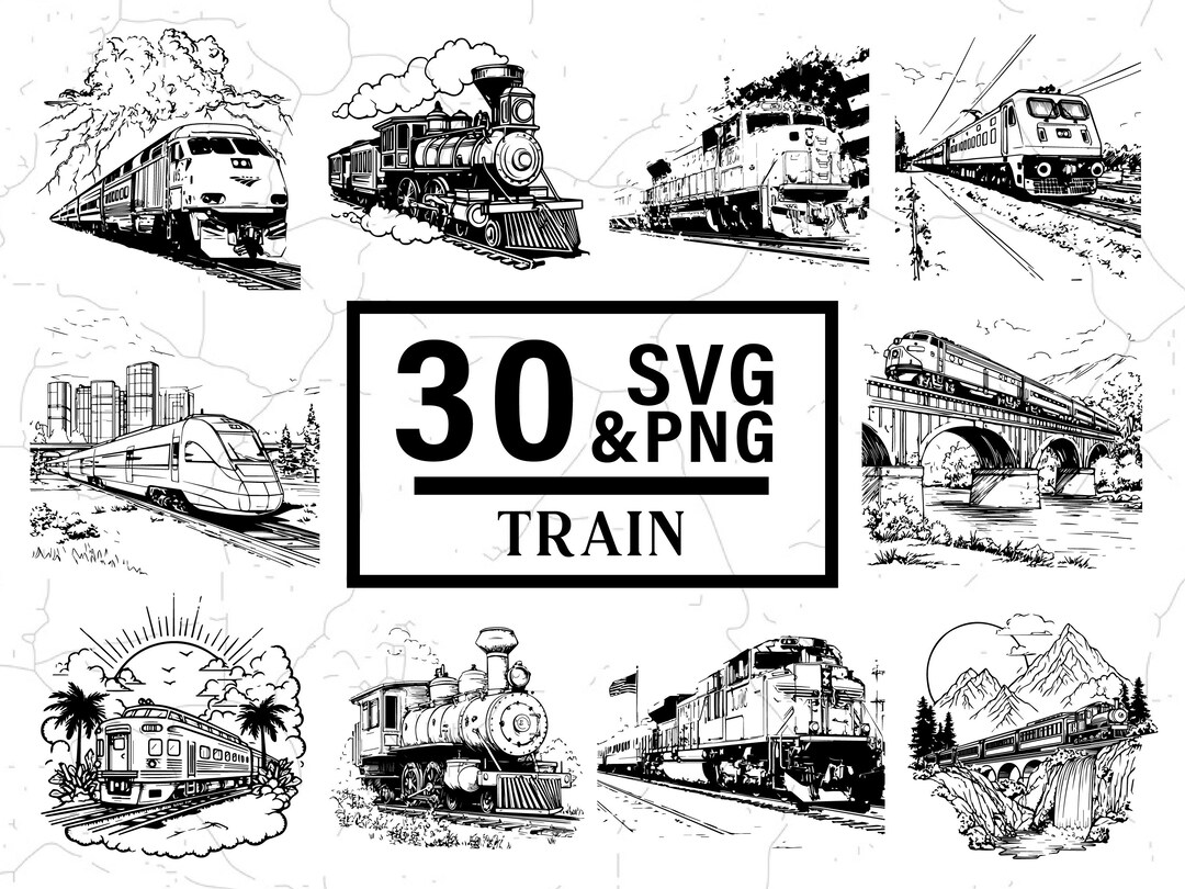 Train SVG PNG Bundle, Railroad Clipart, Cricut Cut Files - Etsy