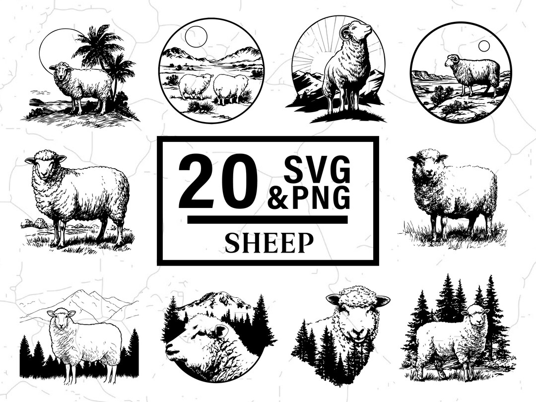 Sheep SVG PNG Bundle, Farm Animal Clipart, Cricut Cut Files - Etsy