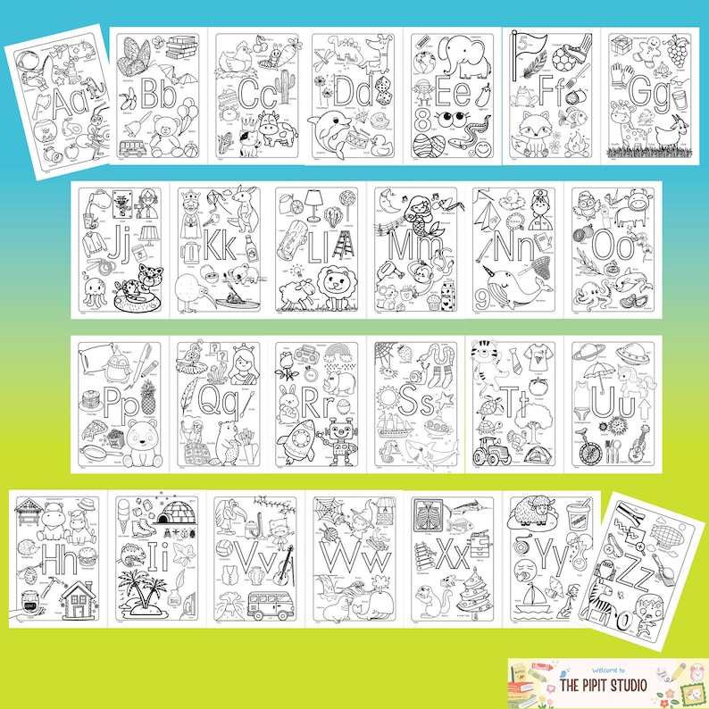 A-Z Coloring Pages for Kids: Alphabet Learning Activity (printable PDF ...