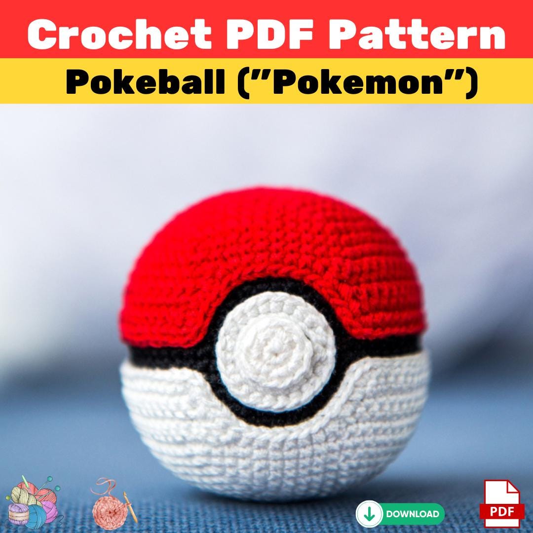 Crochet Yarn Pokeball Dive Ball, Amigurumi Poke Ball, Pokemon Go Toys ...