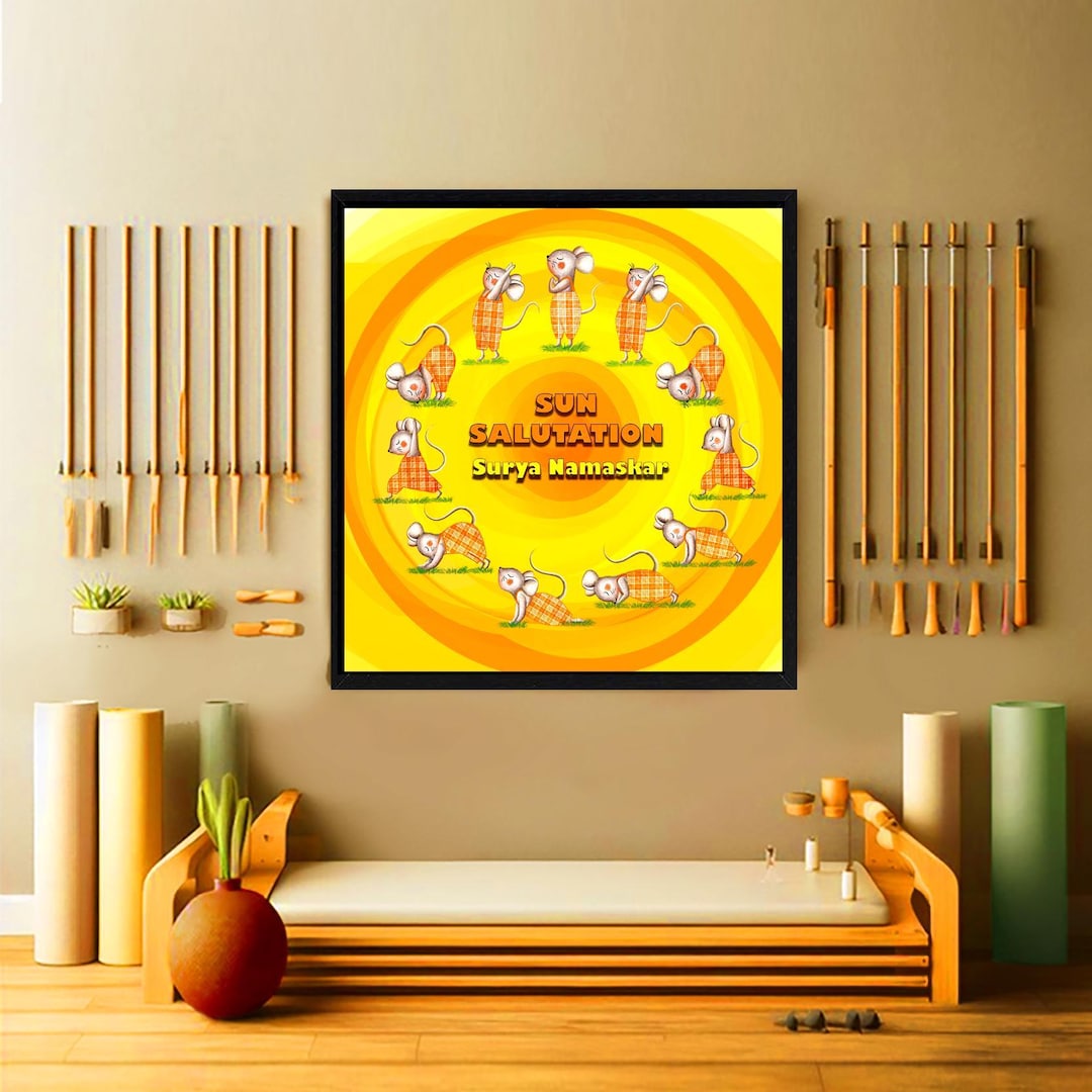 12 Sun Salutation Yoga Cards for Kids With Funny Yogi Mouse Character ...