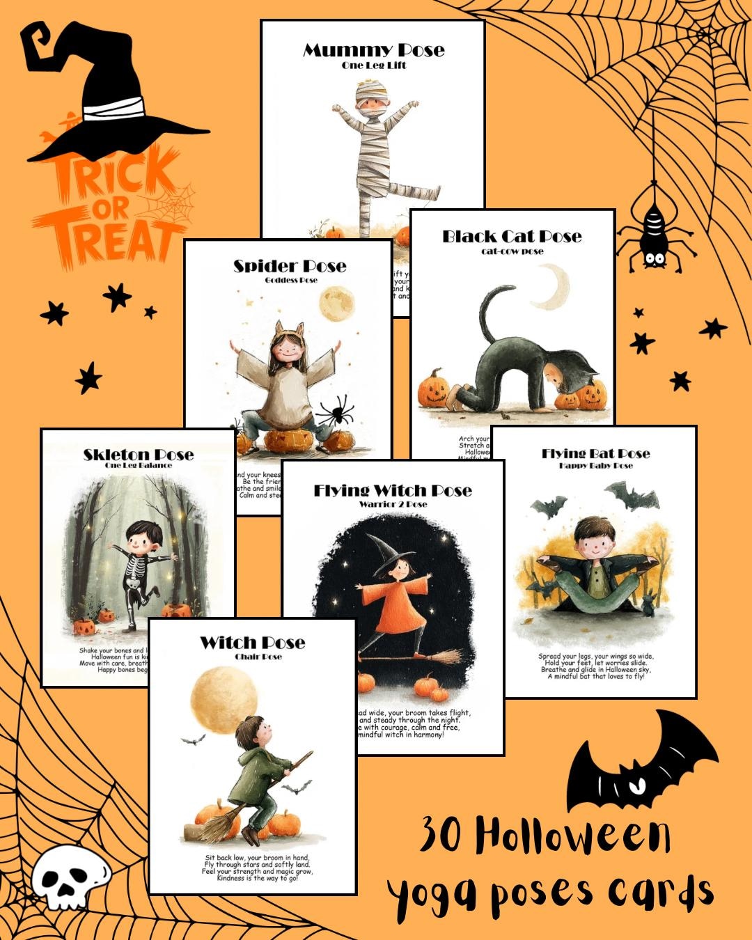 Halloween Yoga Cards for Kids , 30 Magical Poses With Fun Rhyming Poems ...