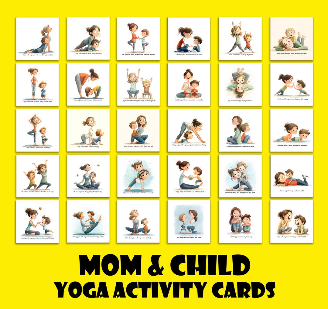 Mom & Child Yoga Activity Cards Mindful Movement Breathing Flashcards ...