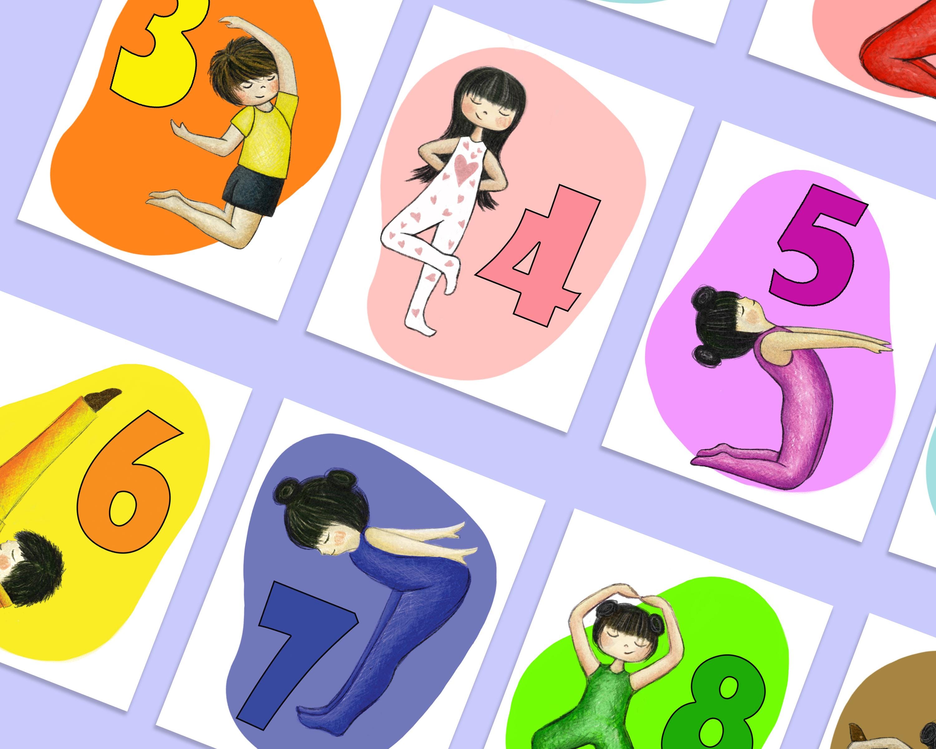 10 Printable Yoga Numbers Cards for Kids Yoga & Mindfulness Activity ...
