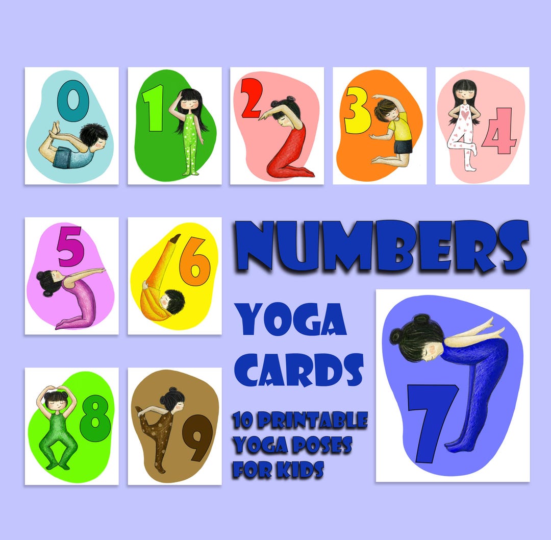 10 Printable Yoga Numbers Cards for Kids Yoga & Mindfulness Activity ...
