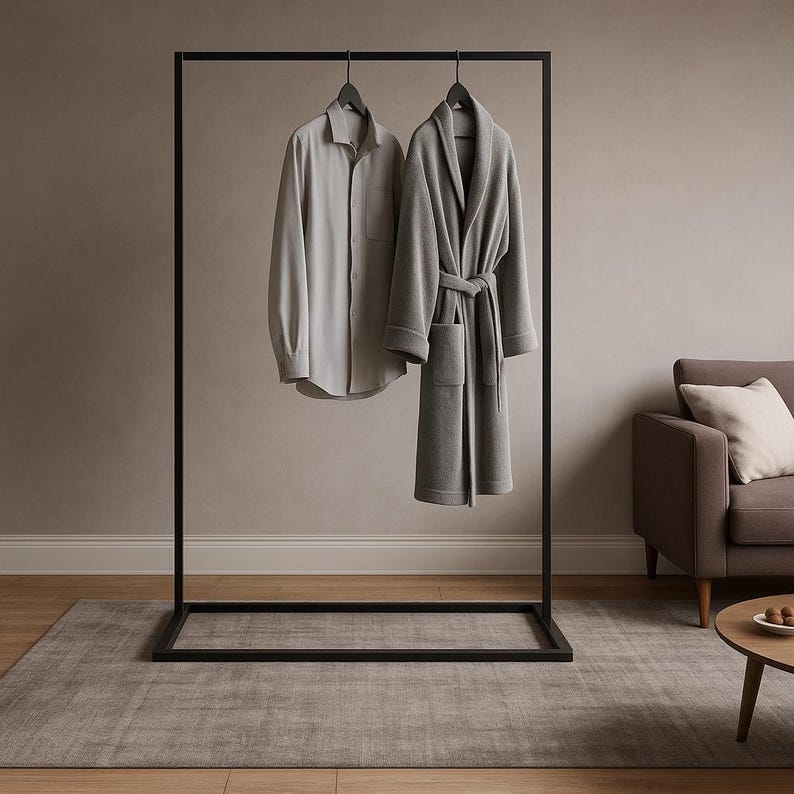 Minimalist Black Metal Clothing Rack – Modern Freestanding Garment Rack ...