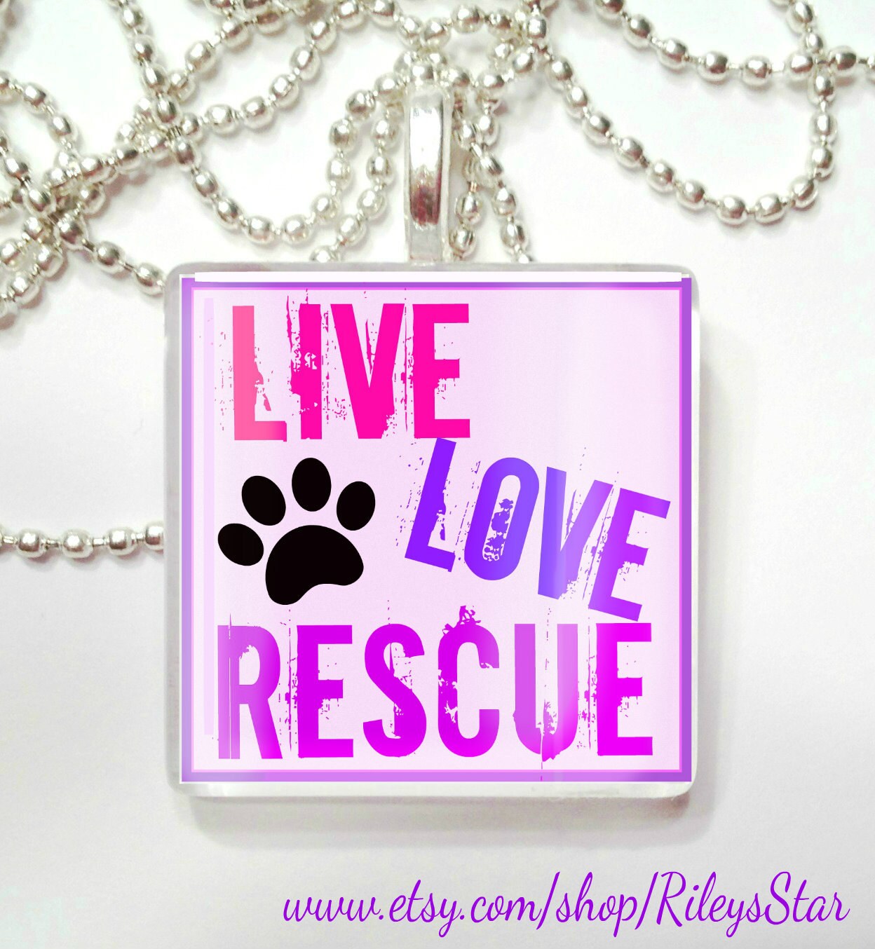Live Love Rescue Glass Tile Pendant - Etsy