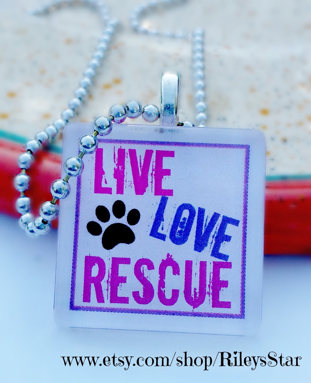 Live Love Rescue Glass Tile Pendant - Etsy