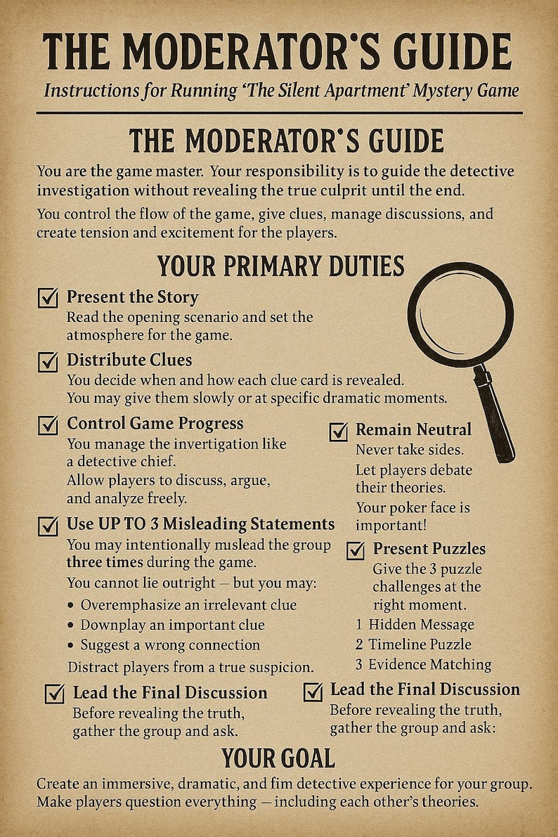 The Silent Apartment Mystery Game • Printable Detective Case File ...