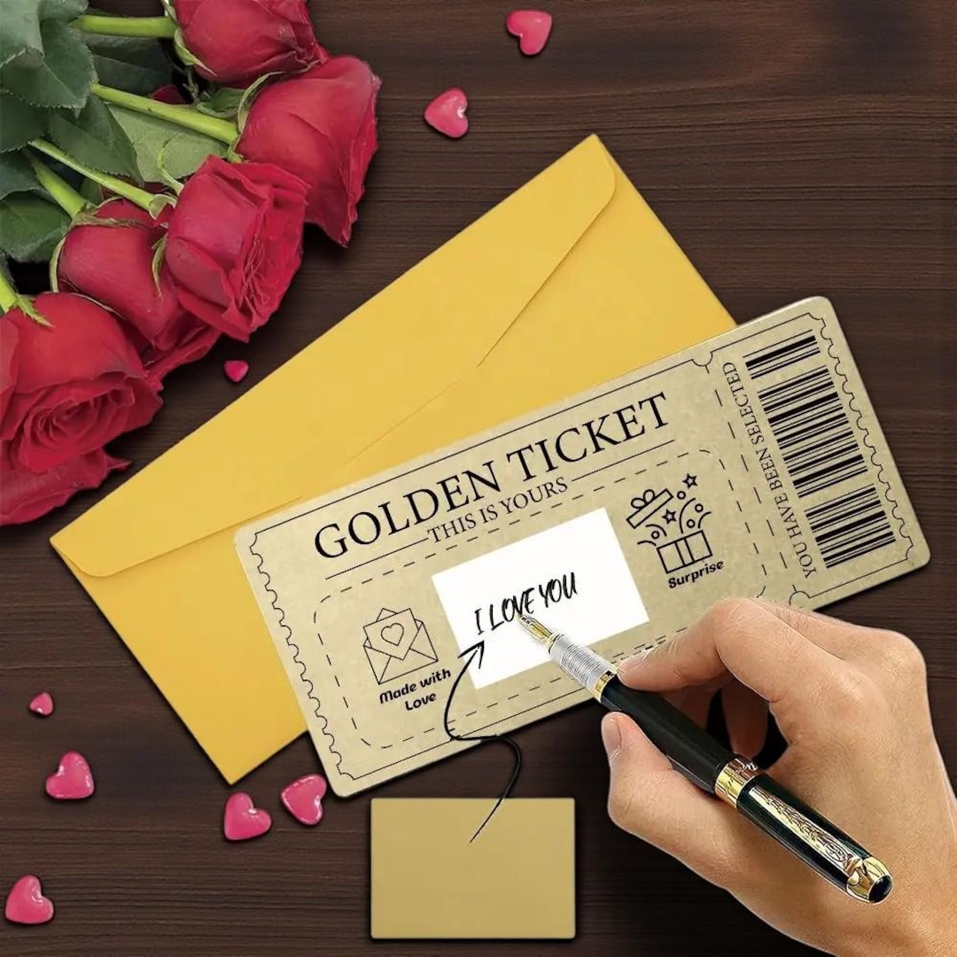 Golden Ticket Scratch off Card With Envelope | Surprise Reveal Card for ...