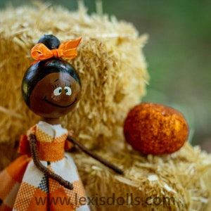 Handmade Halloween Collectible Doll, Fall Peg Dolls, Halloween ...