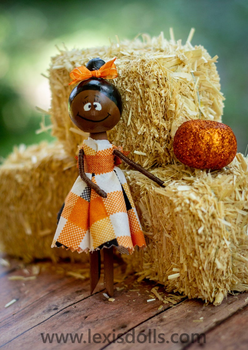 Handmade Halloween Collectible Doll, Fall Peg Dolls, Halloween ...