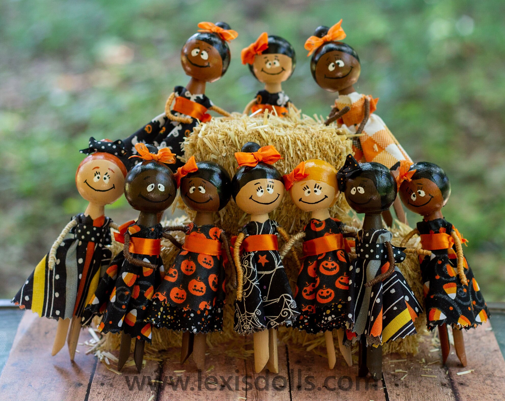 Handmade Halloween Collectible Doll, Fall Peg Dolls, Halloween ...