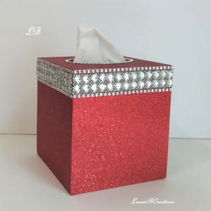 GLITTER & BLING Tissue Box Cover-fine Glitter W/crystal Glass ...