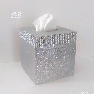 SILVER GLITTER & DIAMOND Wrap Tissue Box Cover-fine - Etsy