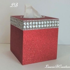GLITTER & BLING Tissue Box Cover-fine Glitter W/crystal Glass ...